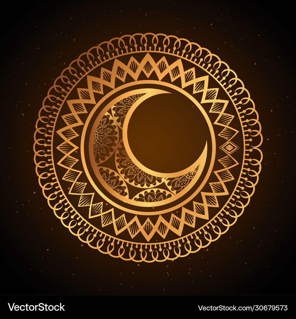 Elegant mandala with moon decoration Royalty Free Vector