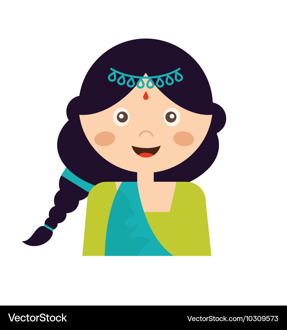Face an indian girl in Royalty Free Vector Image