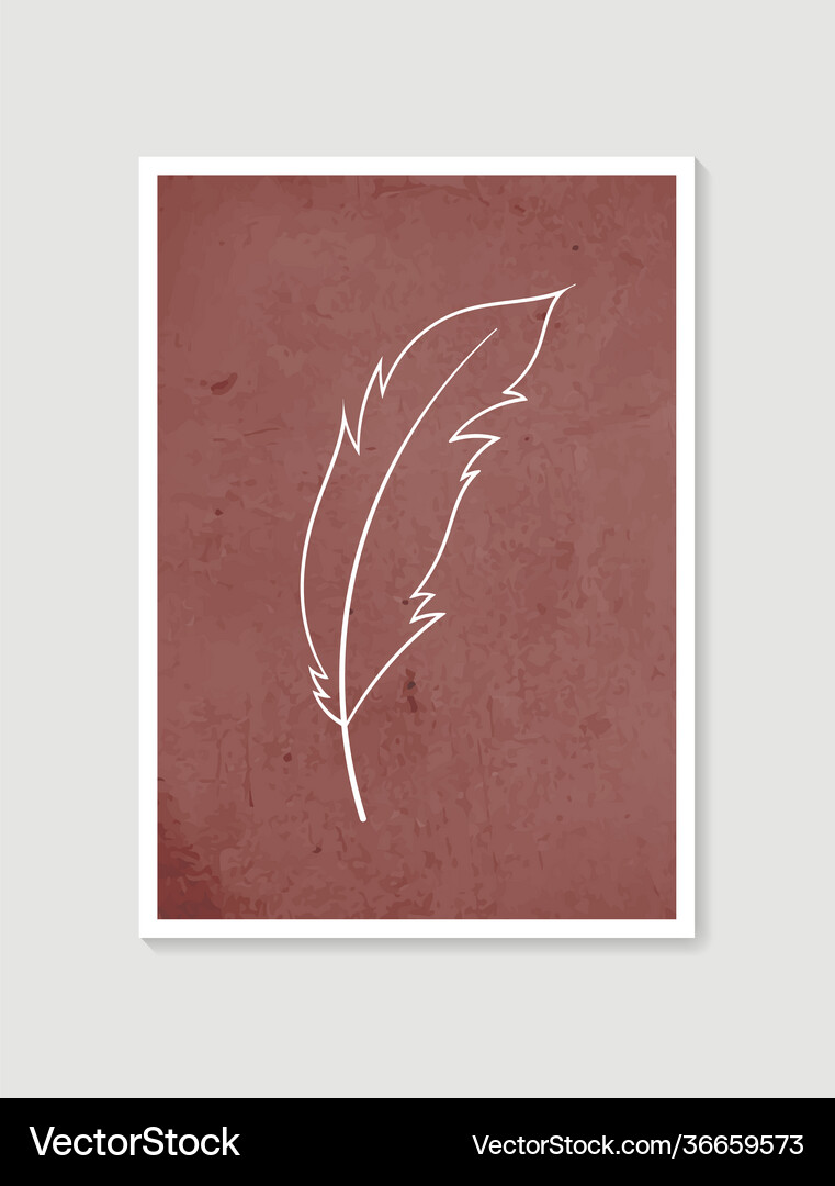 Feather wall art minimal and natural wall Vector Image