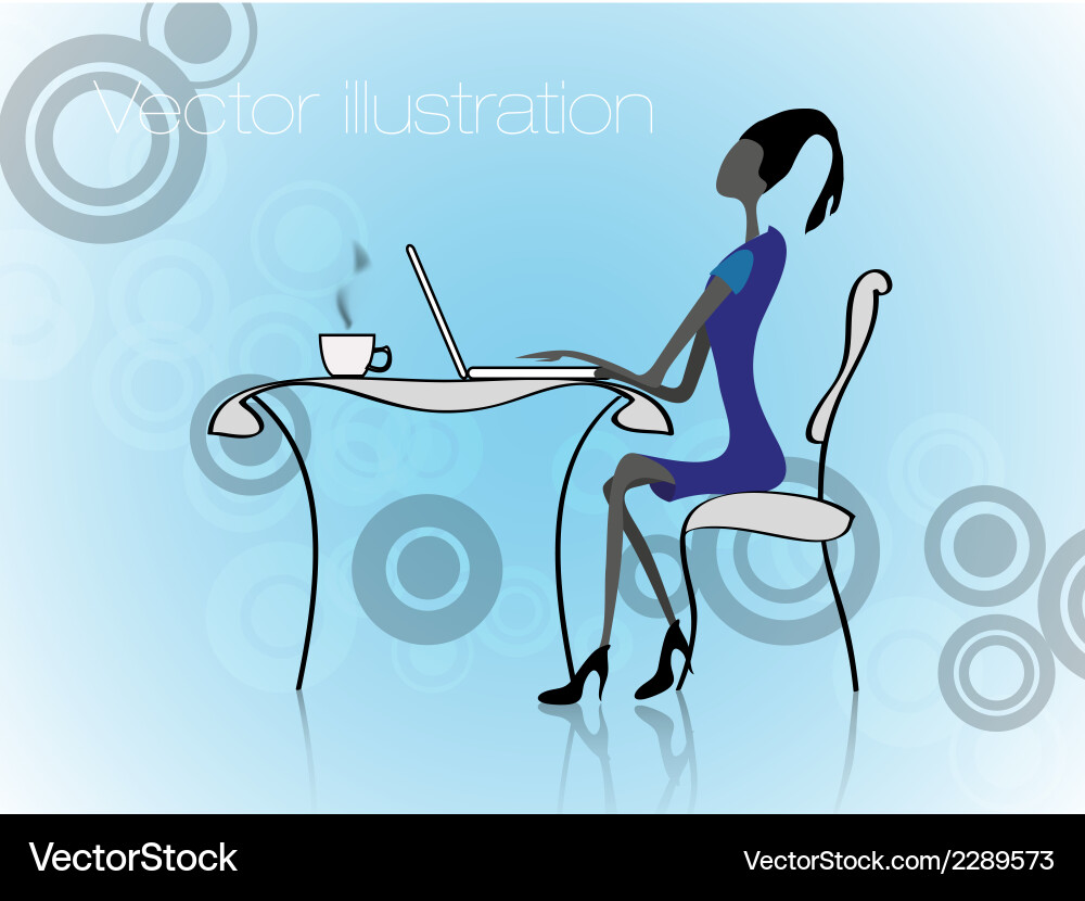 Girl with laptop in a office work Royalty Free Vector Image