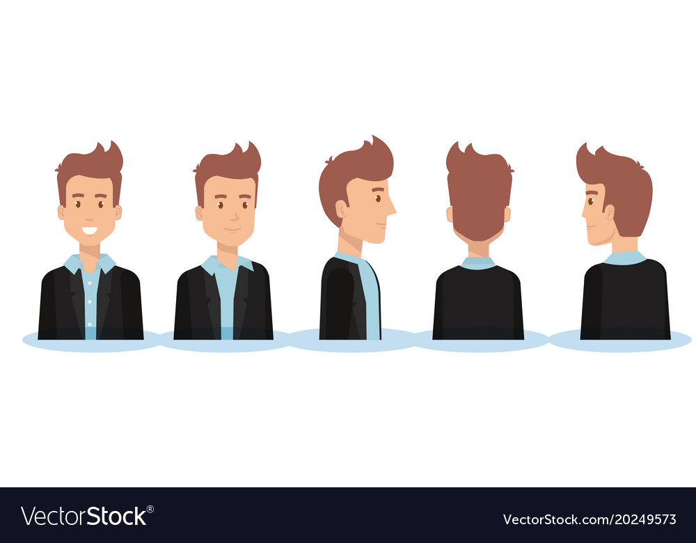 Group youngs men poses styles Royalty Free Vector Image