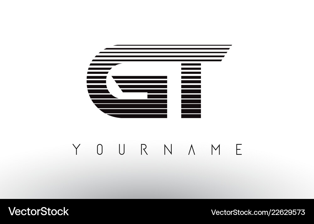 Gt black and white horizontal stripes letter logo Vector Image