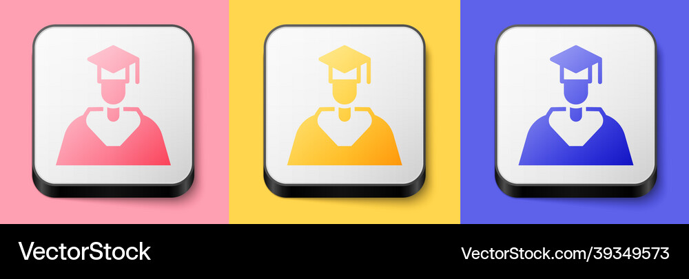 Isometric graduate and graduation cap icon Vector Image