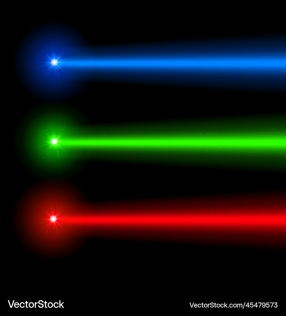 Laser beam blue green red light Royalty Free Vector Image
