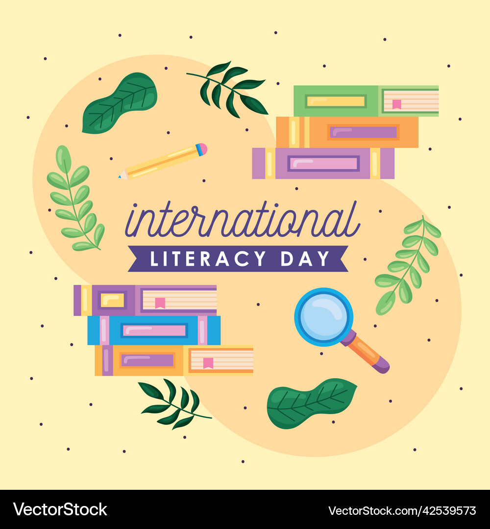 Literacy day lettering card Royalty Free Vector Image