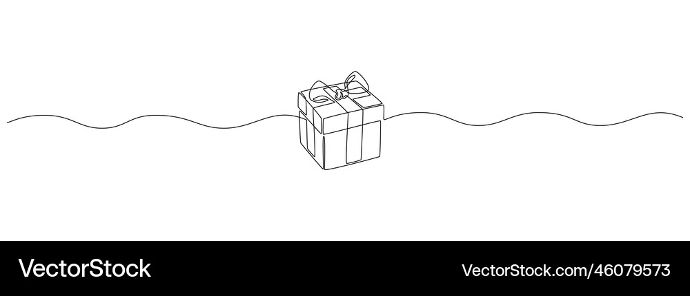 One continuous line drawing of christmas present Vector Image