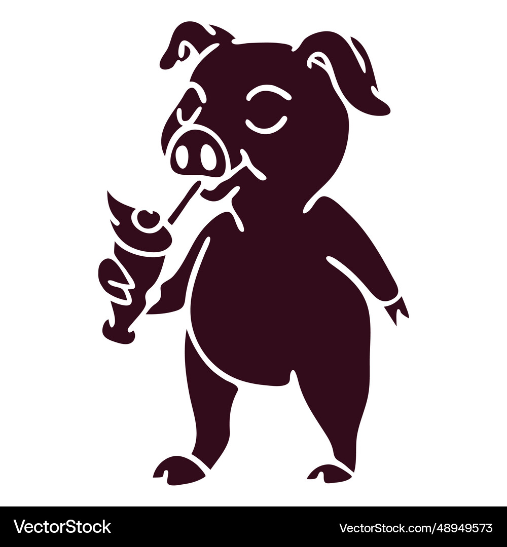 Pig cocktail detailed silhouette Royalty Free Vector Image
