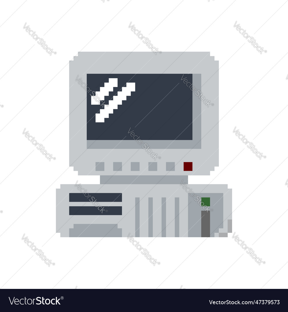 Pixel art retro computer Royalty Free Vector Image