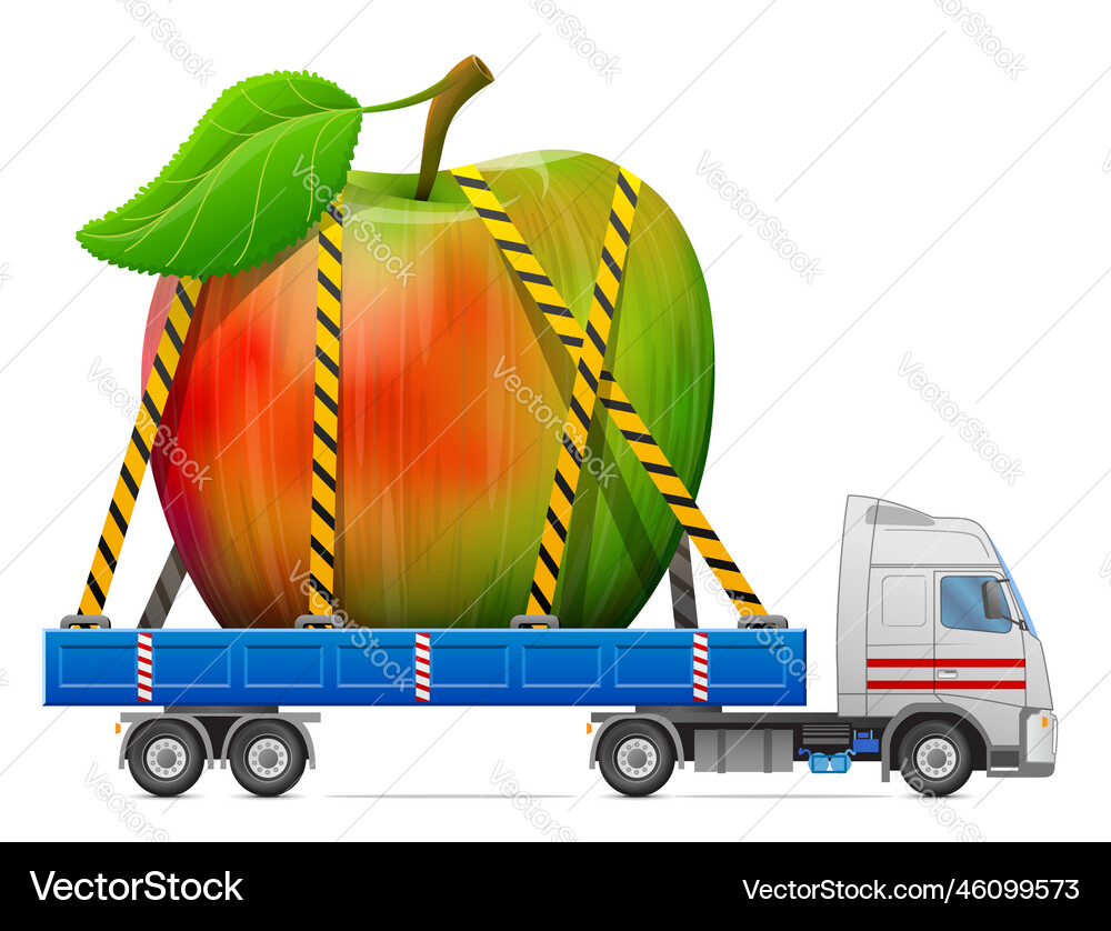 Road transportation of apple fruit Royalty Free Vector Image
