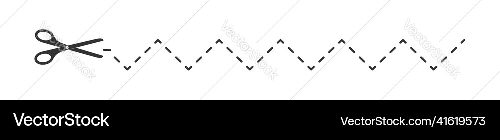 Scissors with dotted zigzag line cut here Vector Image