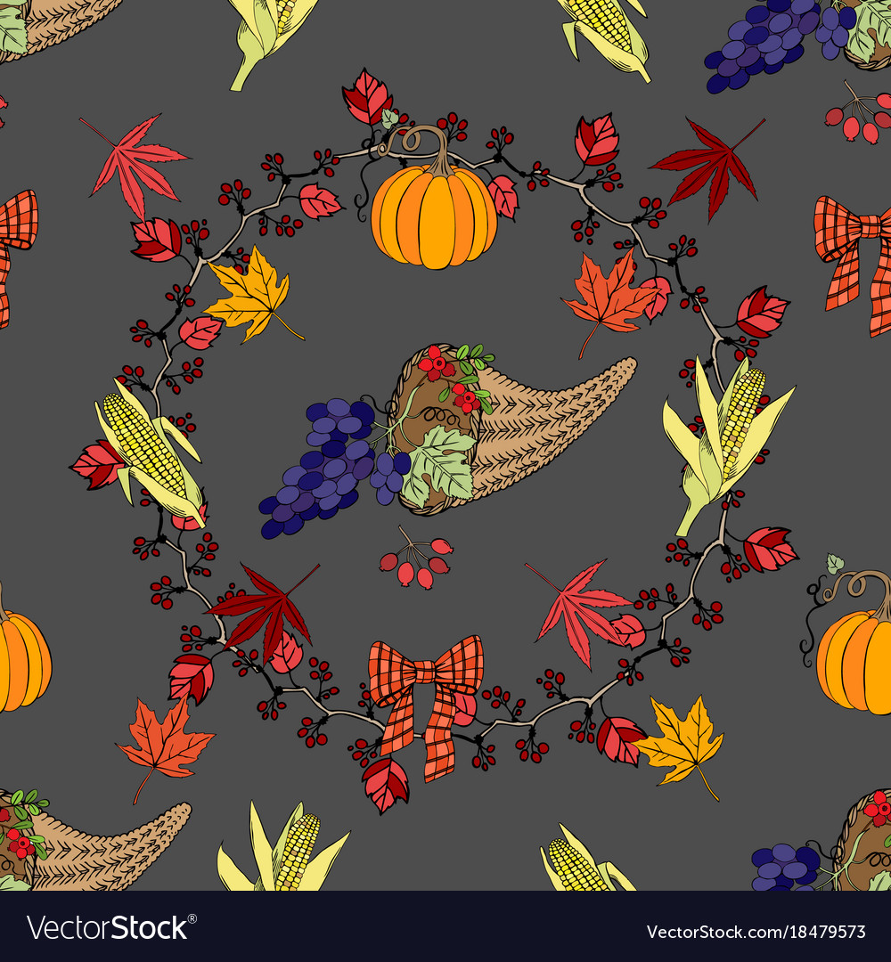 Seamless pattern with thanksgiving decoration Vector Image