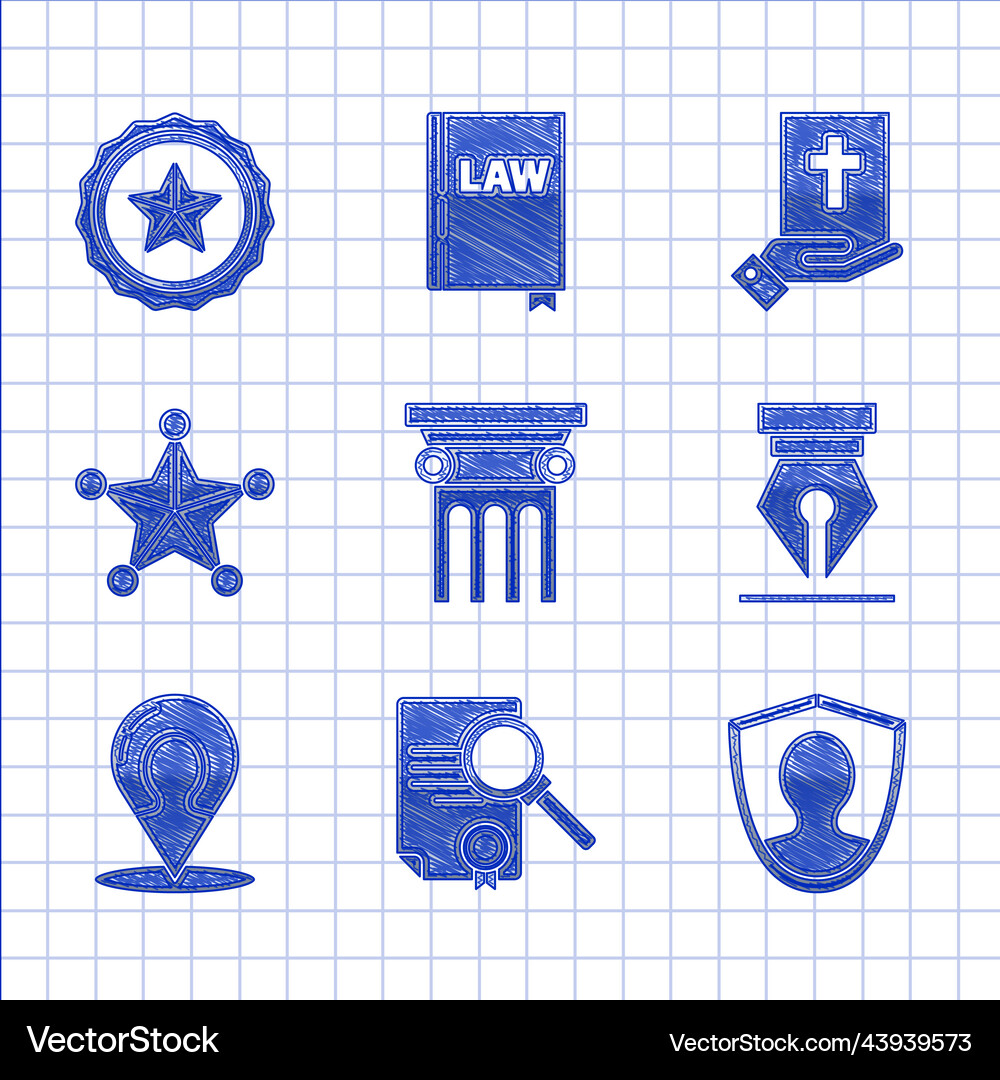 Set law pillar document with search user Vector Image