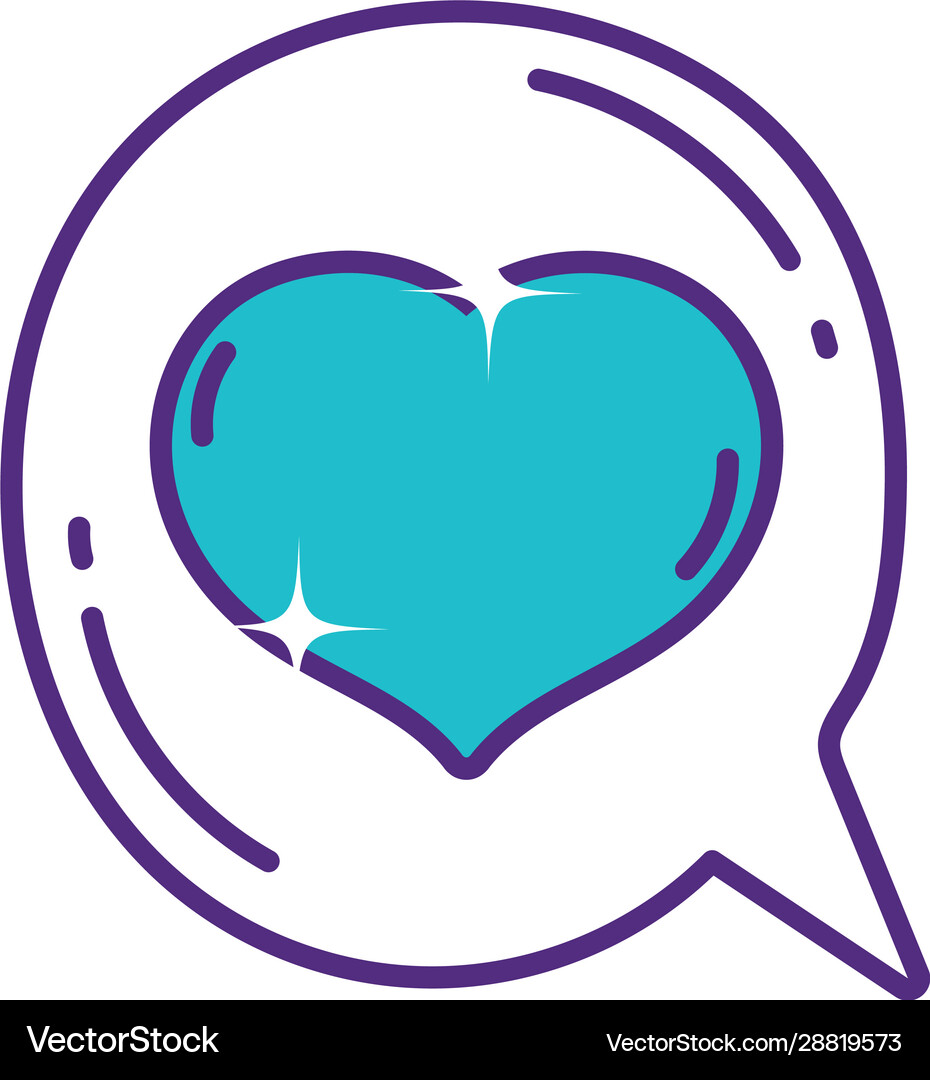 Speech Bubble Heart Love Romantic Message Vector Image