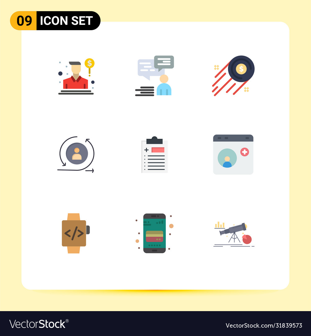 Stock icon pack 9 line signs and symbols for Vector Image