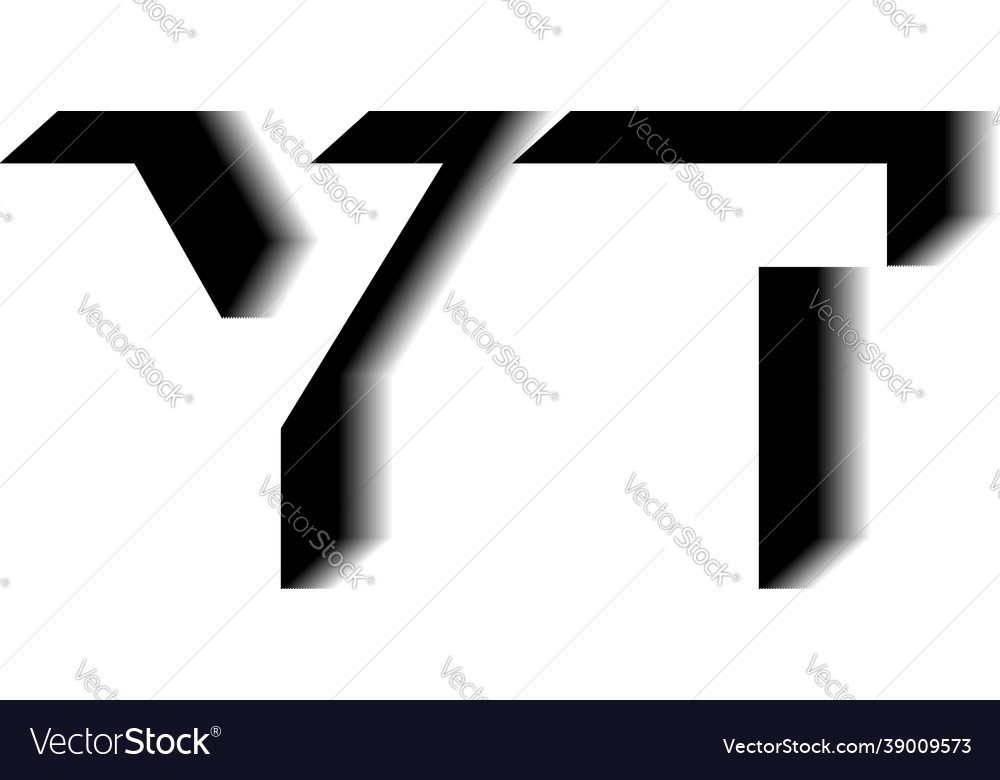 Yt monogram shadow shape style Royalty Free Vector Image