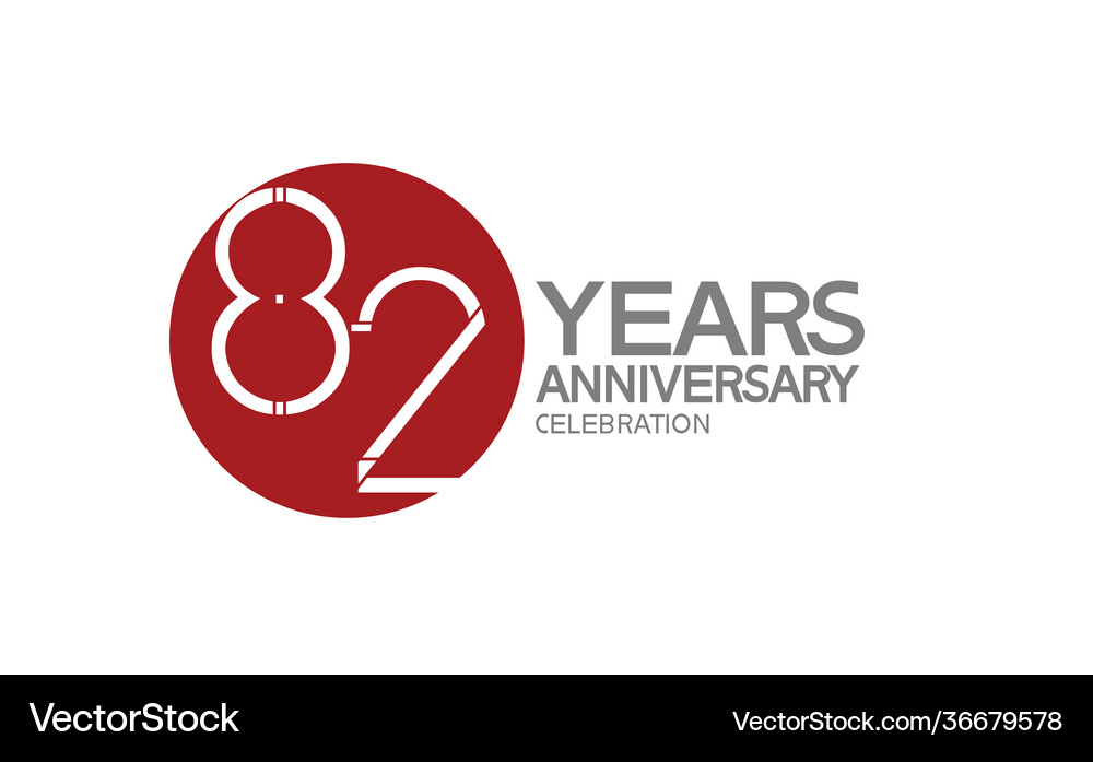 82 years anniversary logotype design with big red Vector Image