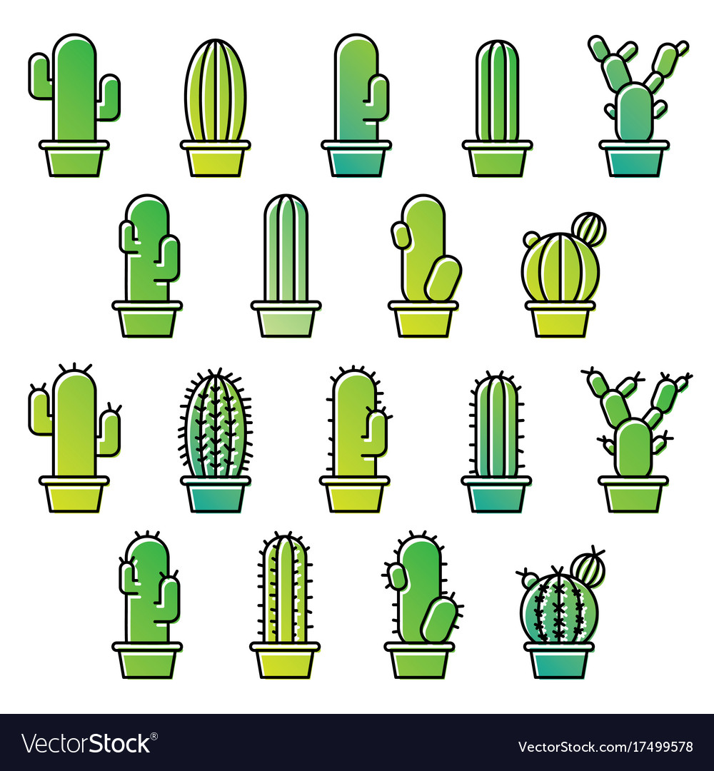Cactus icons set Royalty Free Vector Image - VectorStock Cactus icons set Royalty Free Vector Image - VectorStock