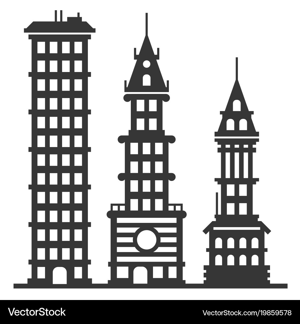 City modern skyscraper buildings set Royalty Free Vector