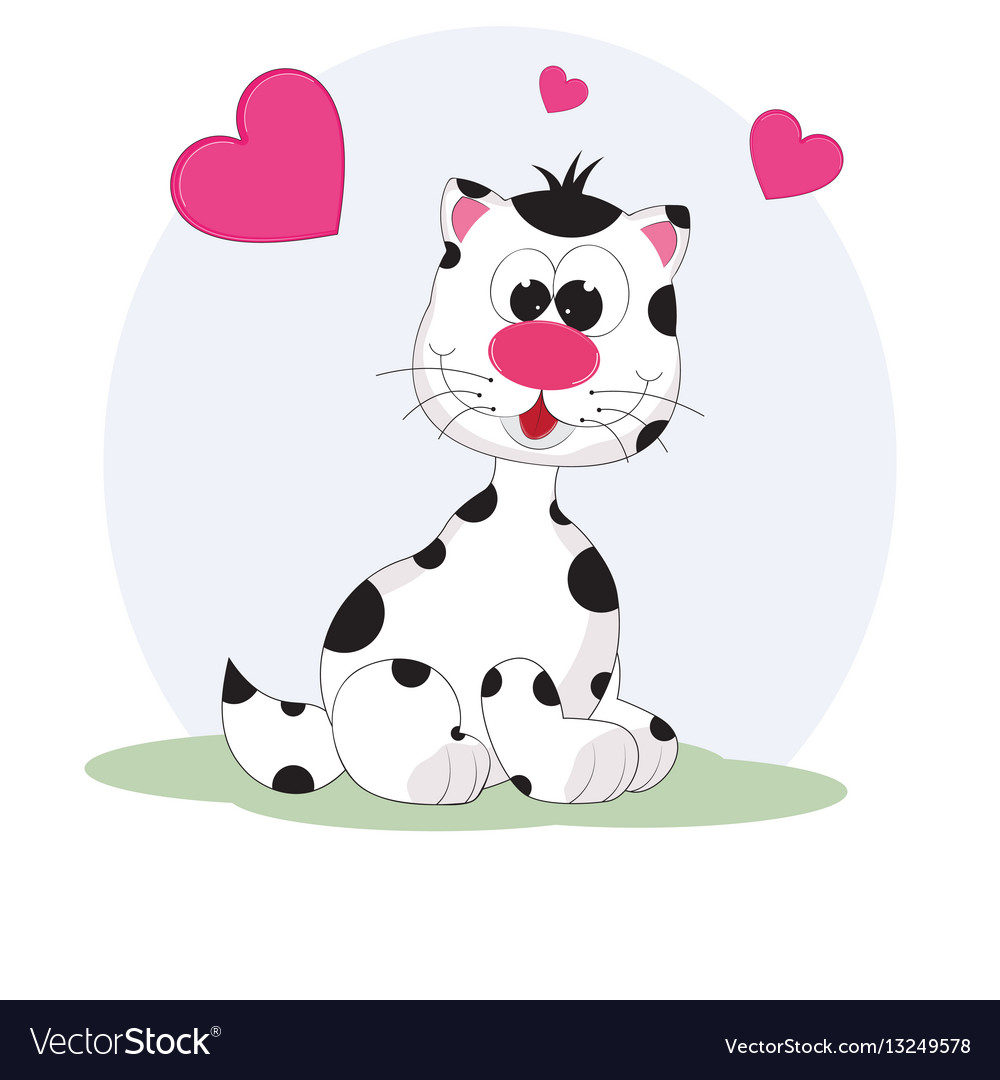 Cute cat and heart Royalty Free Vector Image - VectorStock