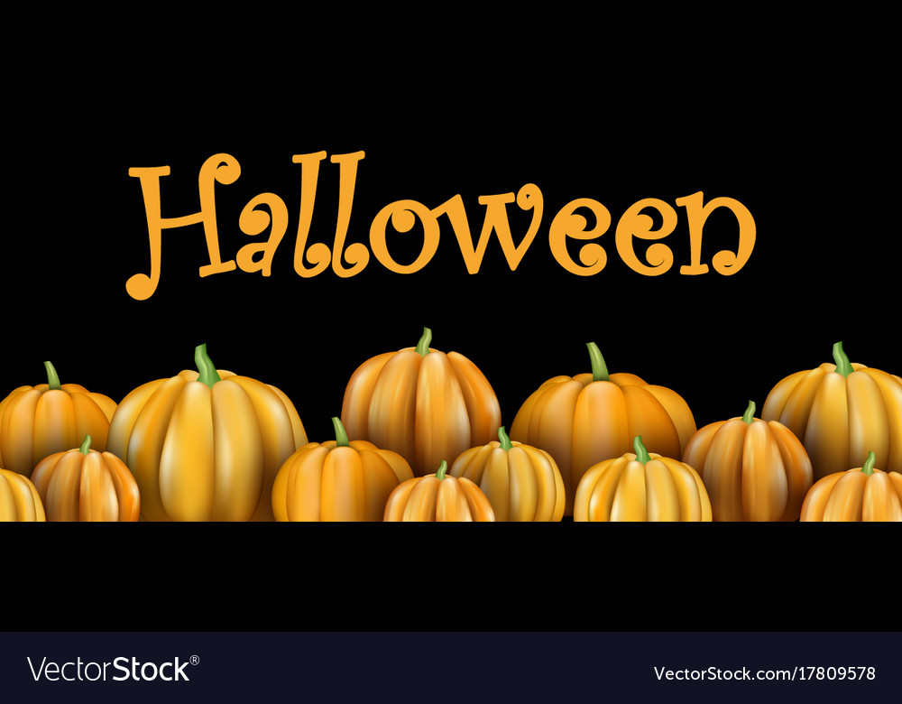 Halloween banner with orange 3d pumpkins Vector Image