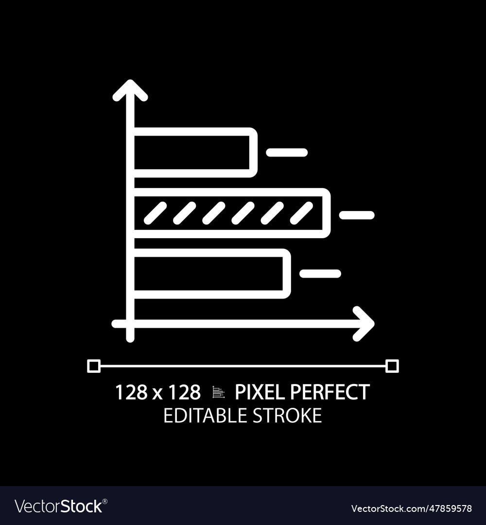 Horizontal Bar Chart White Linear Icon For Dark Vector Image