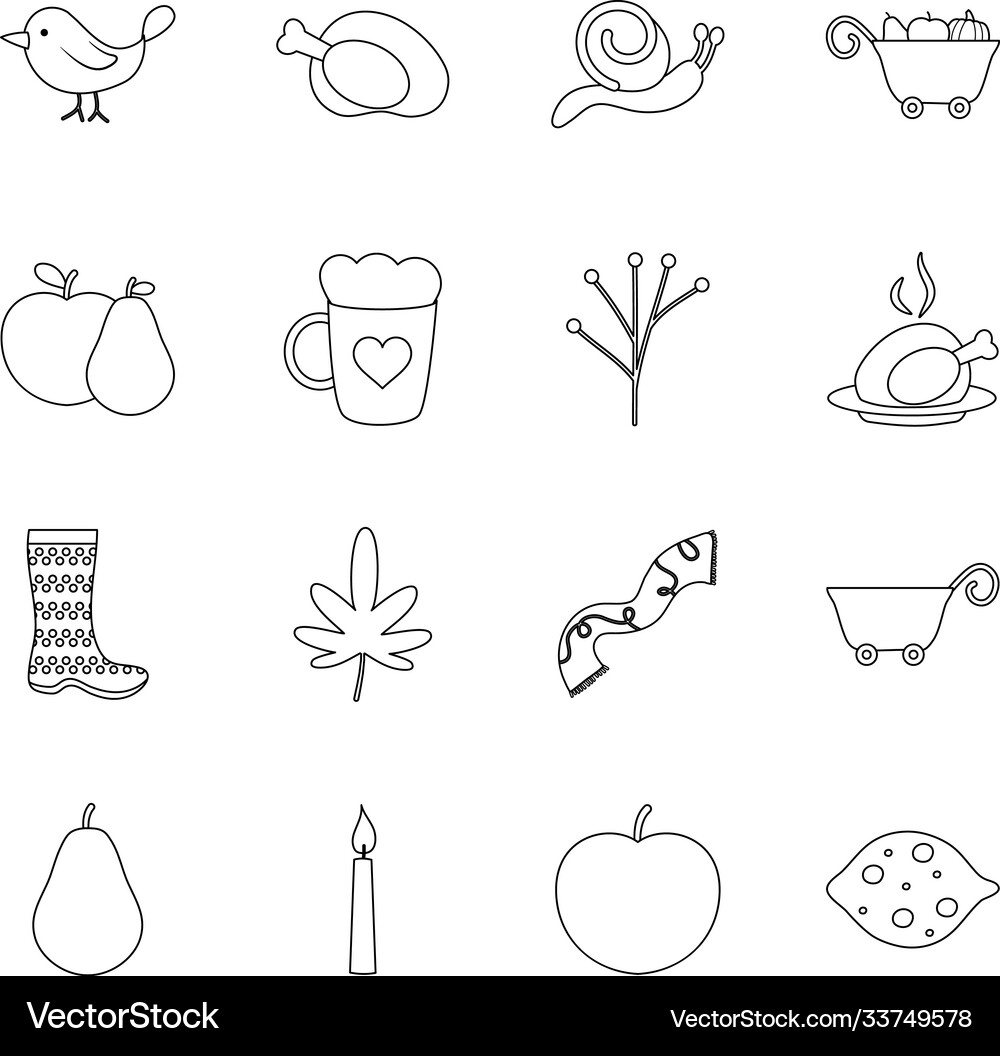 Icon set autumn and rain boot line style Vector Image