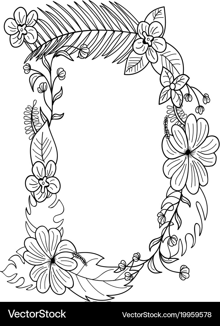Letter d floral ornament Royalty Free Vector Image