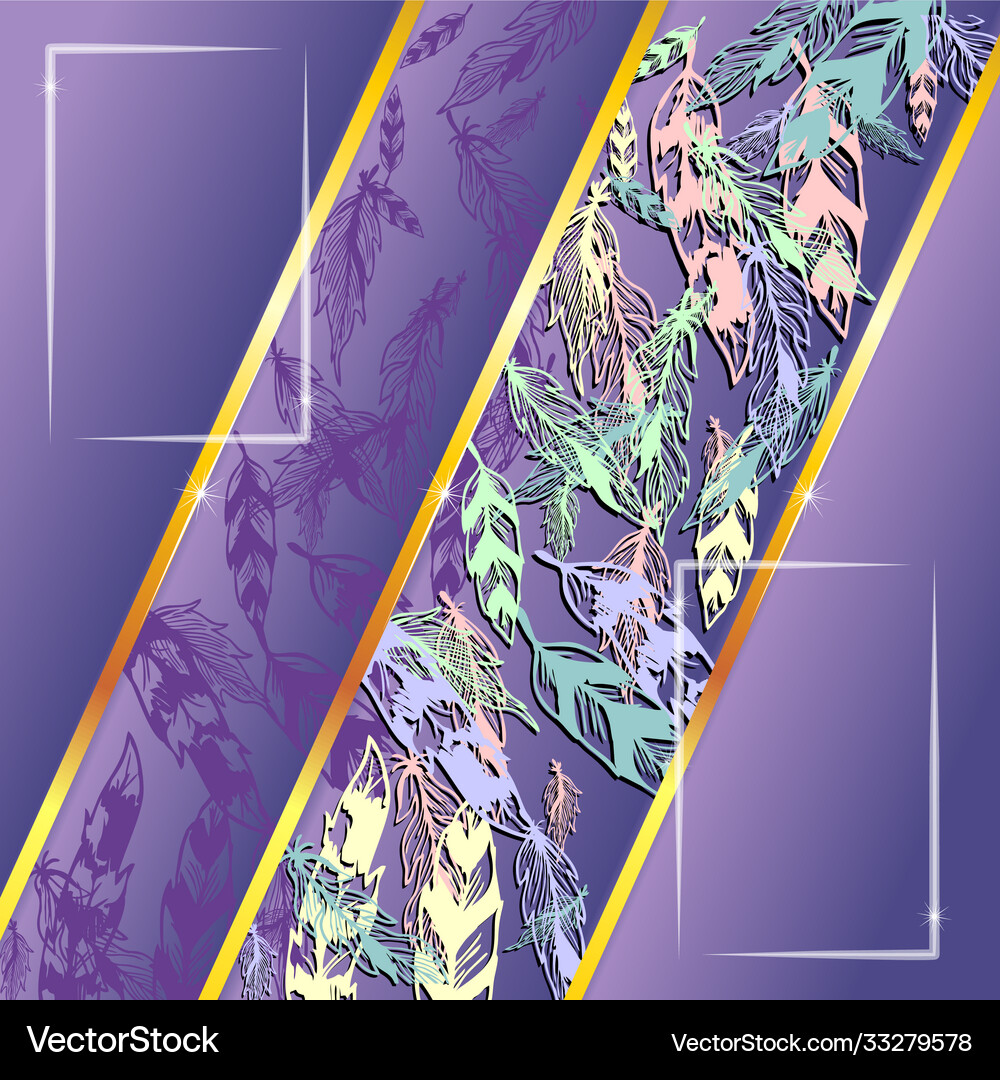 Lilac banner with feathers color Royalty Free Vector Image
