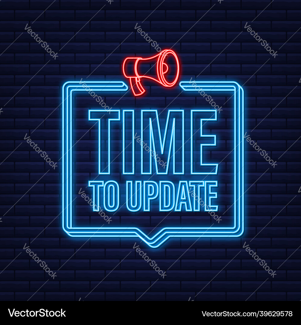 New update banner in modern style neon icon web Vector Image
