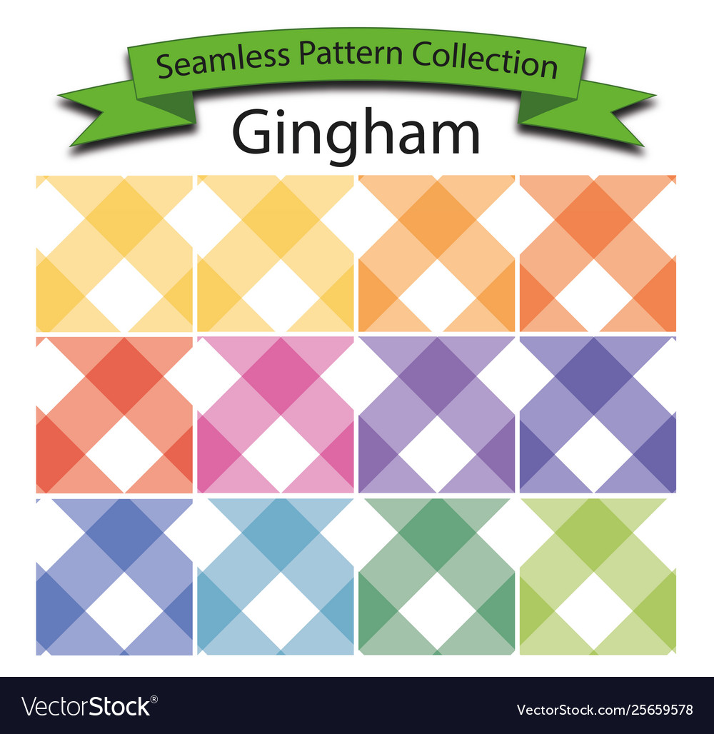 Pattern collection seamless gingham Royalty Free Vector