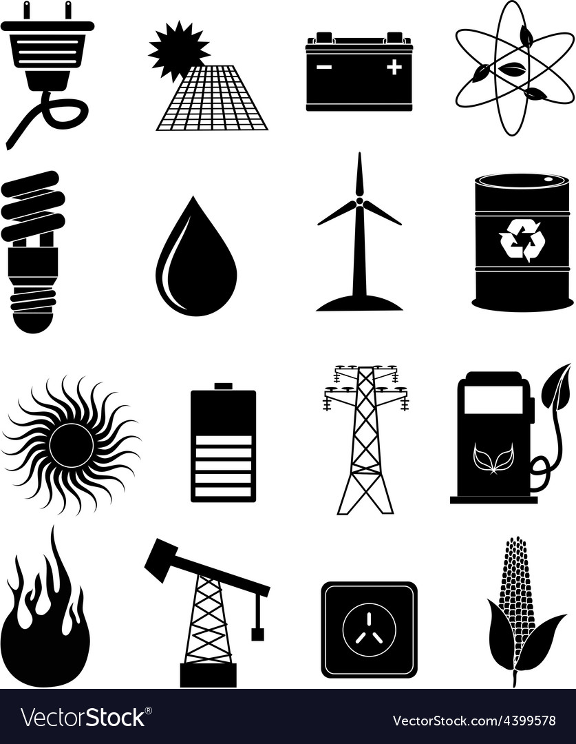 Power energy icons set Royalty Free Vector Image