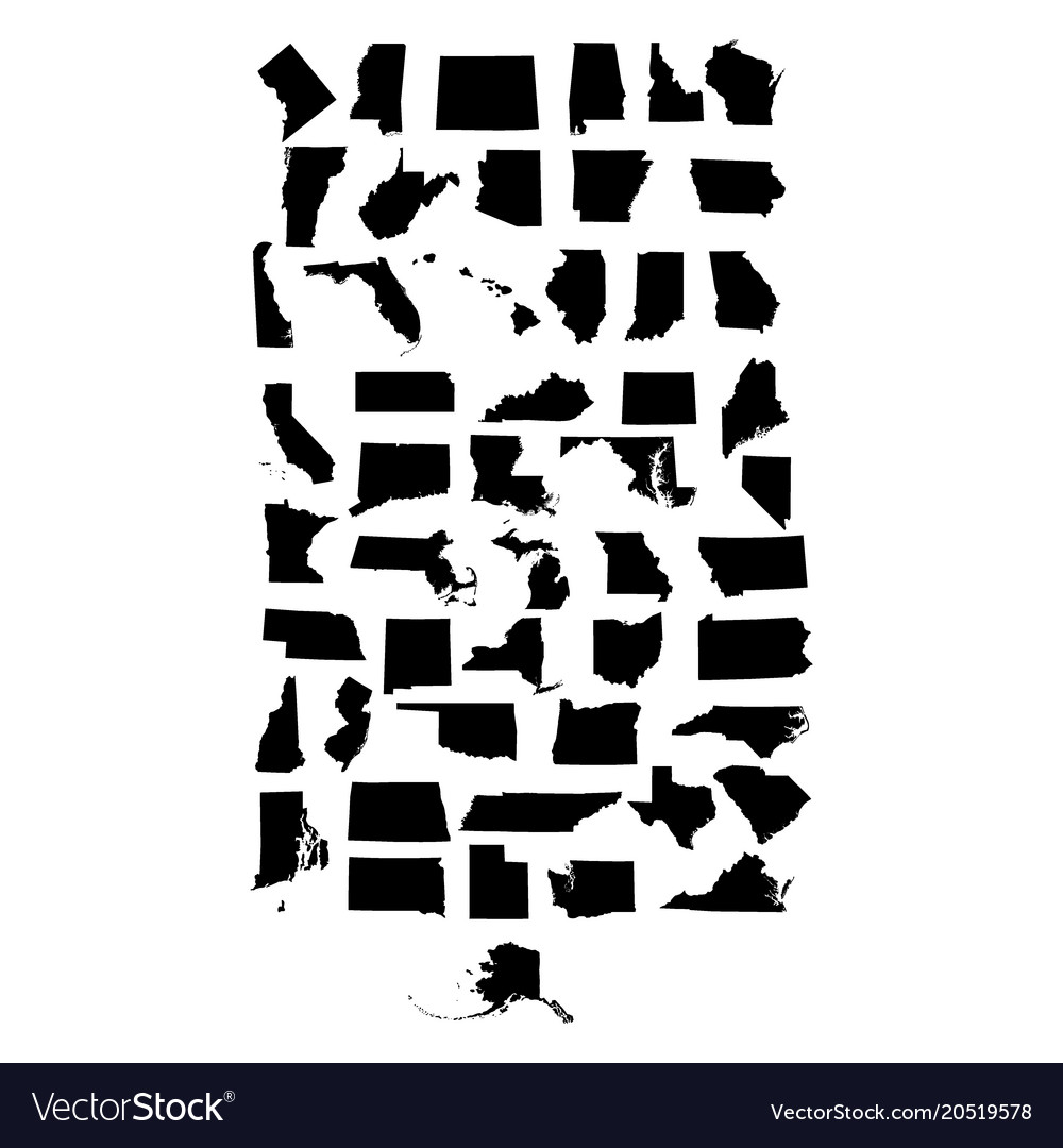 Set of us states maps Royalty Free Vector Image
