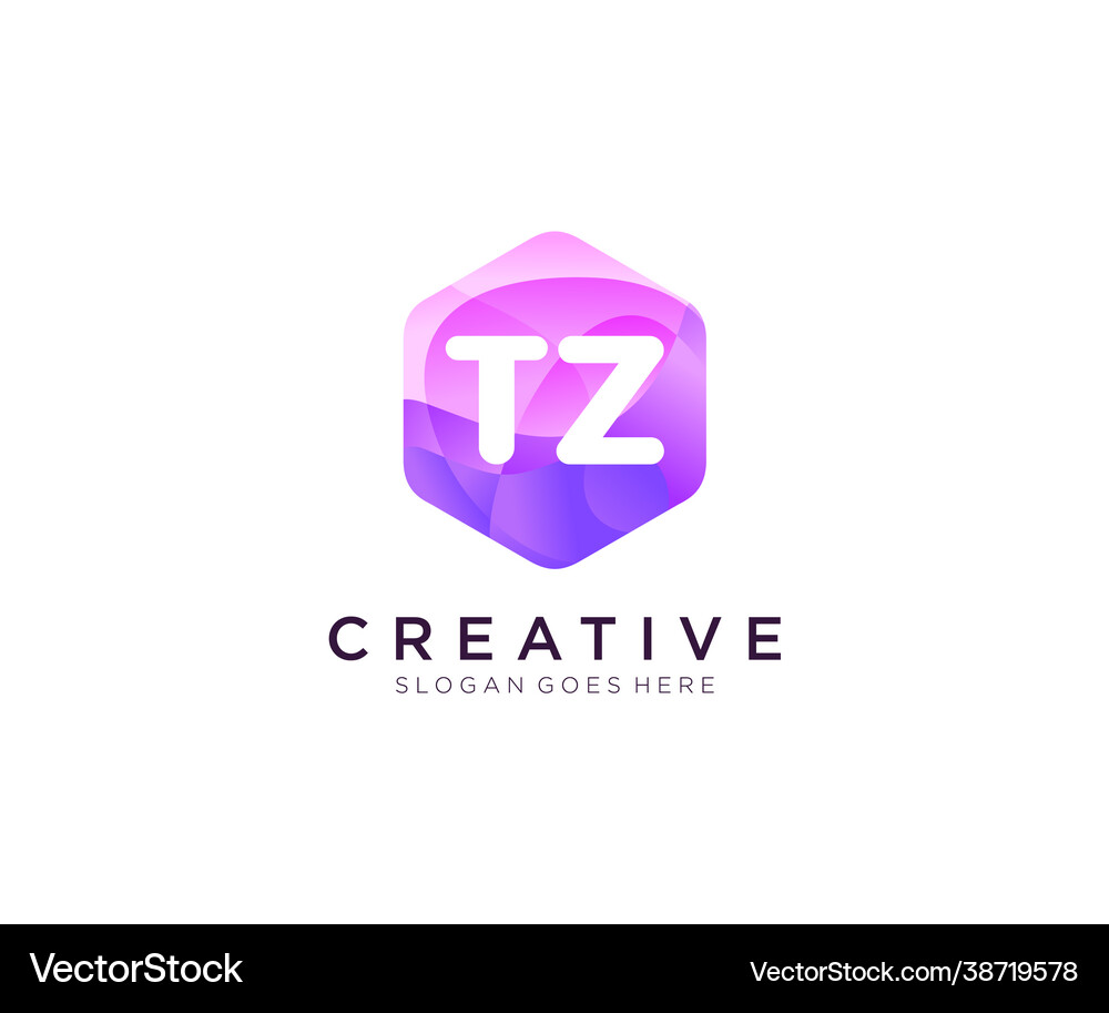 Tz initial logo with colorful hexagon modern Vector Image