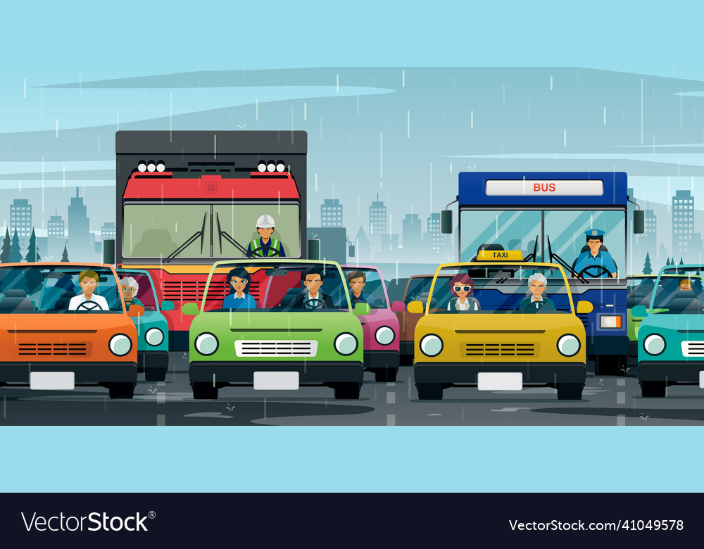 Urban traffic jam Royalty Free Vector Image - VectorStock