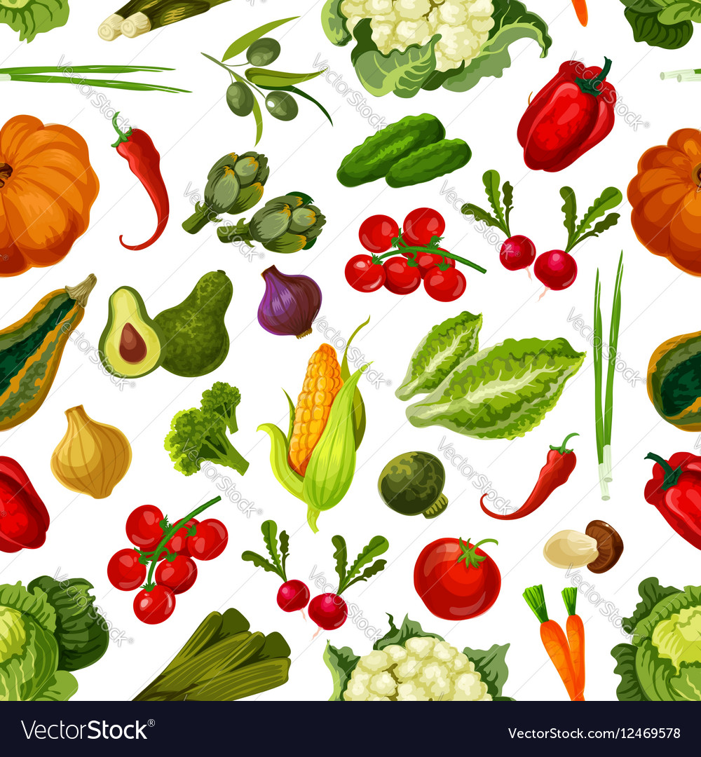 Vegetables seamless pattern Royalty Free Vector Image