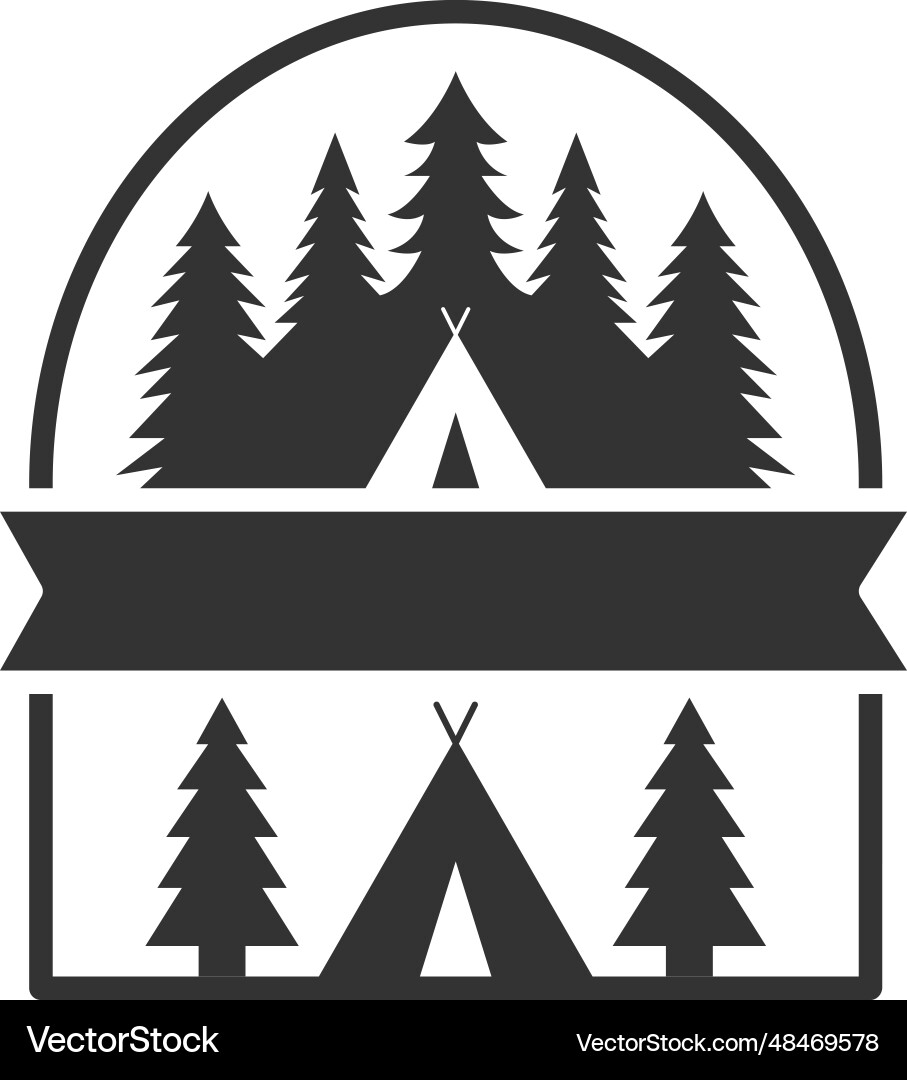 Wild forest camping badge black adventure club Vector Image