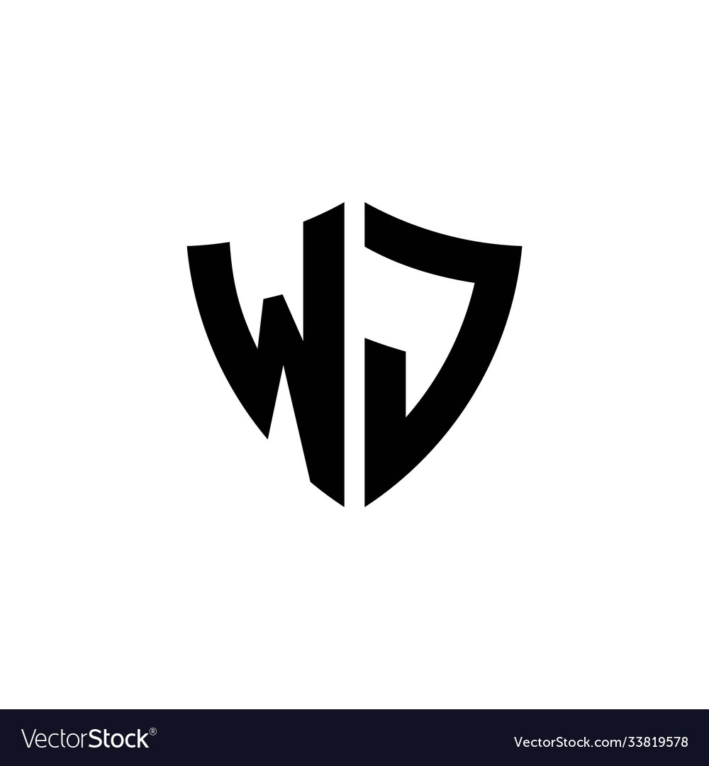 Wj monogram logo with shield shape design template
