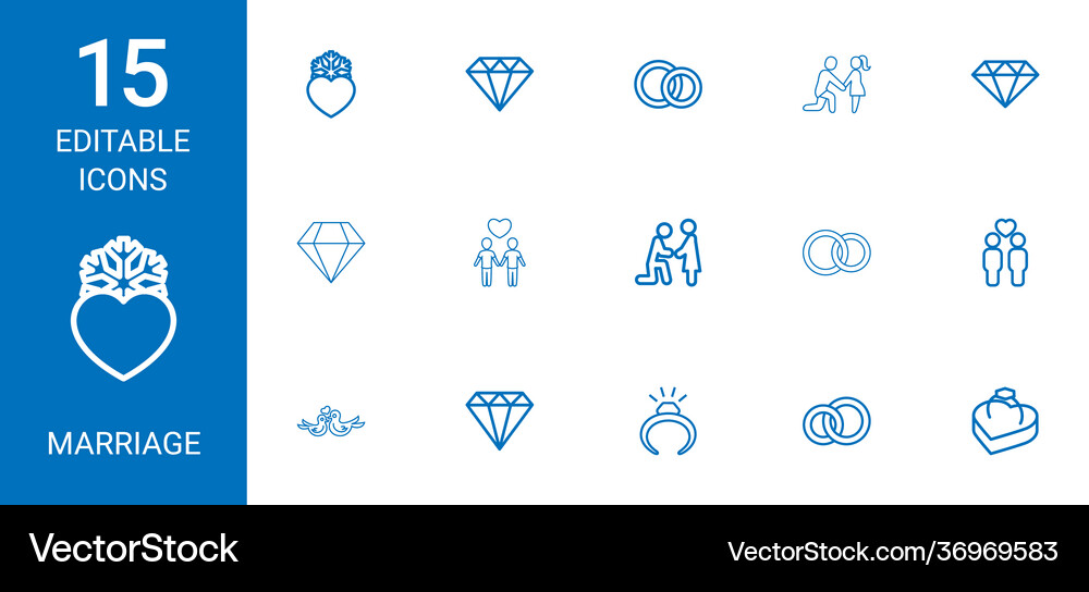 15 marriage icons Royalty Free Vector Image - VectorStock