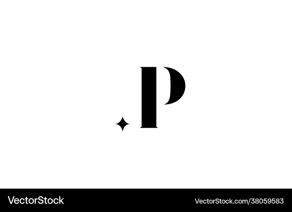 Black and white p alphabet letter logo Royalty Free Vector