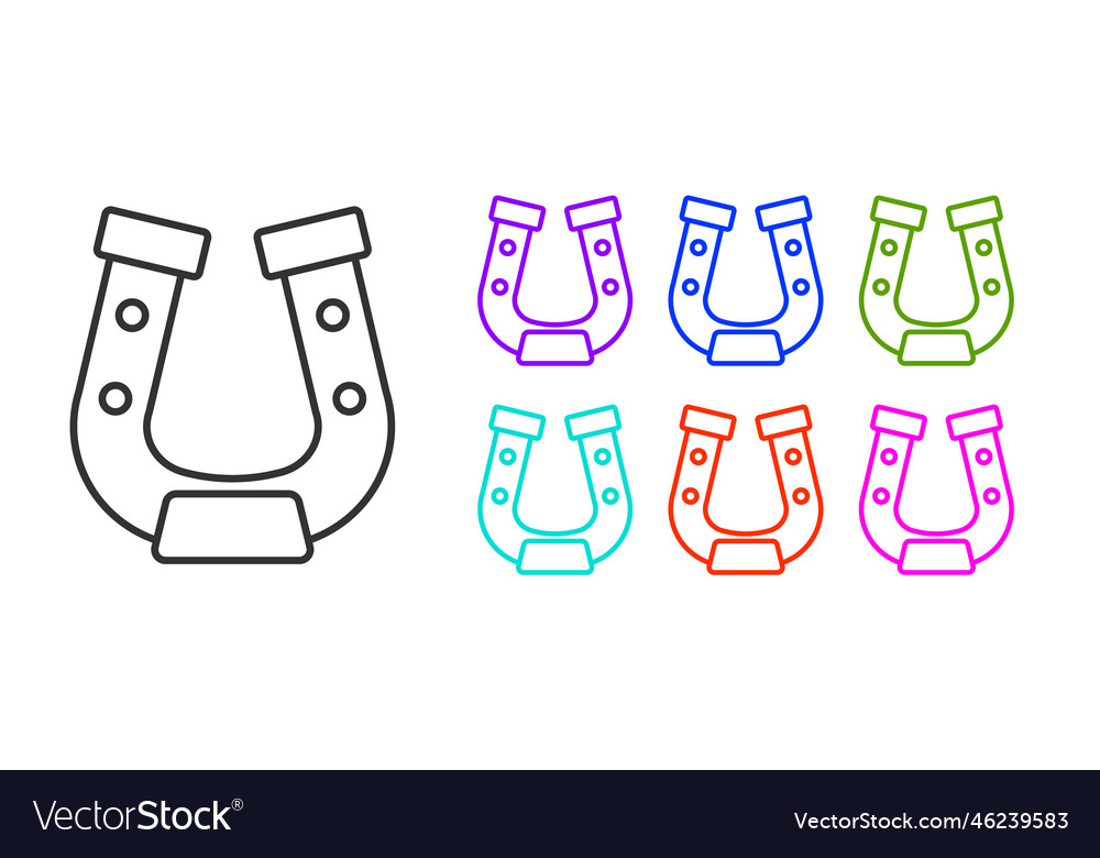 Black line horseshoe icon isolated on white Vector Image Black line horseshoe icon isolated on white Vector Image
