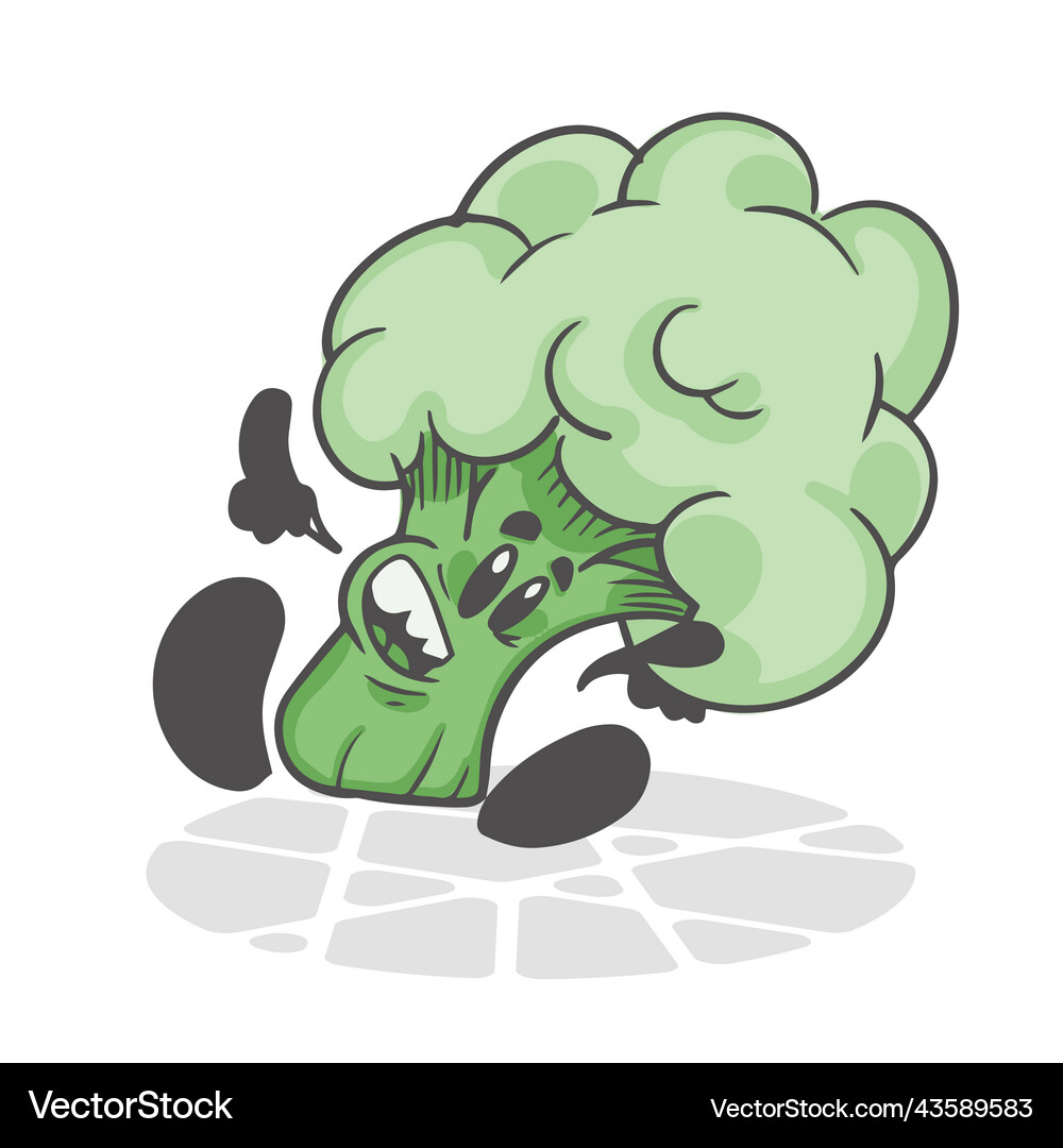 Broccoli funny vegetables cute cartoon character Vector Image