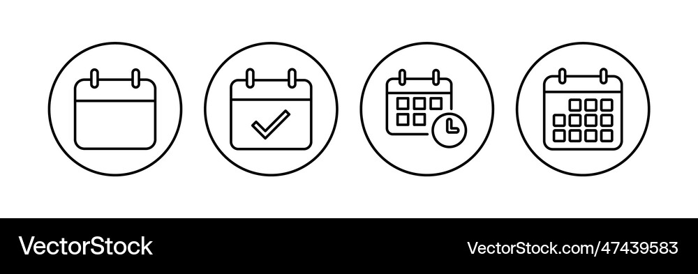Calendar icon set calender symbol icon Royalty Free Vector