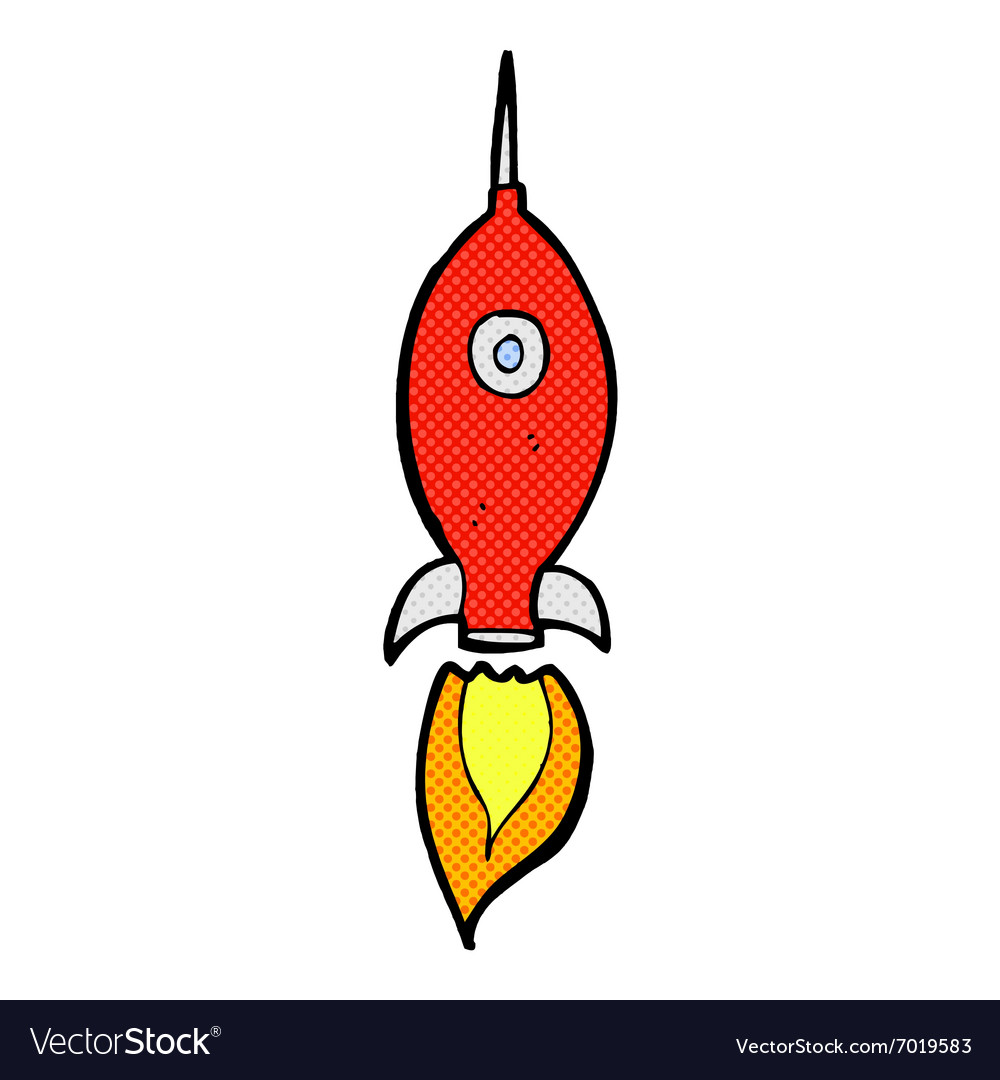 Comic cartoon space rocket Royalty Free Vector Image
