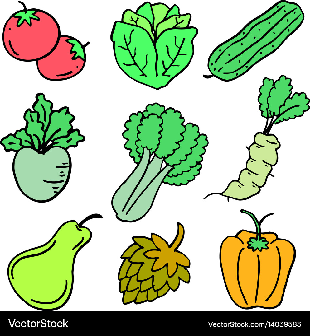 Doodle of vegetable cartoon design Royalty Free Vector Image