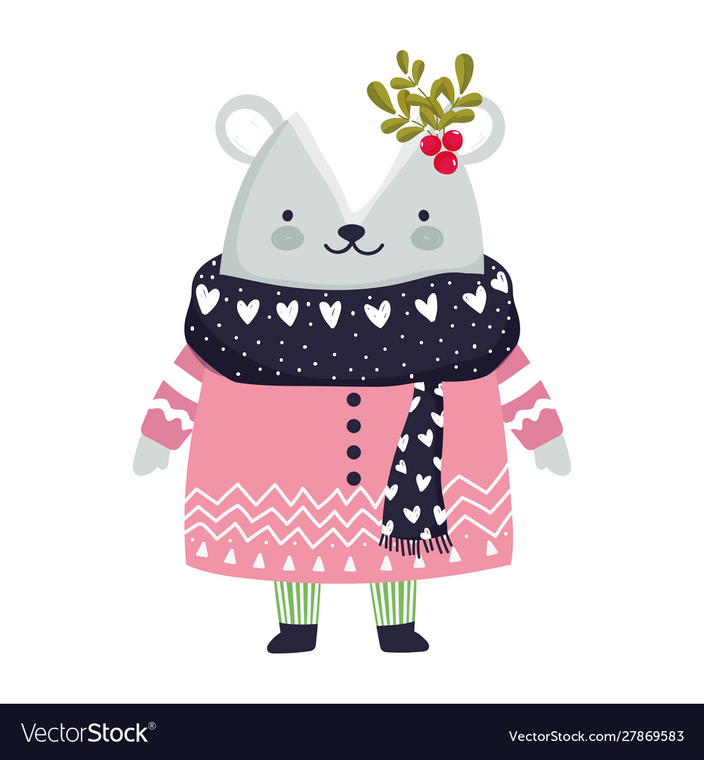 Merry christmas celebration cute bear with sweater