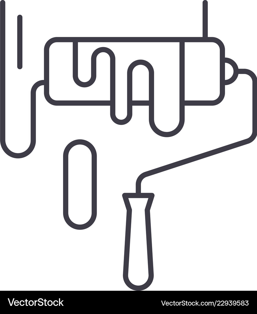 Painting works line icon concept Royalty Free Vector Image