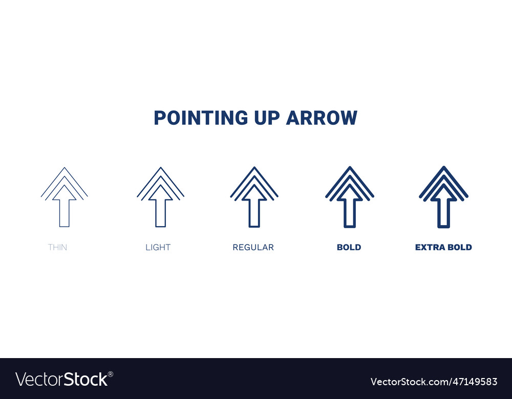 Pointing up arrow icon thin light regular bold Vector Image