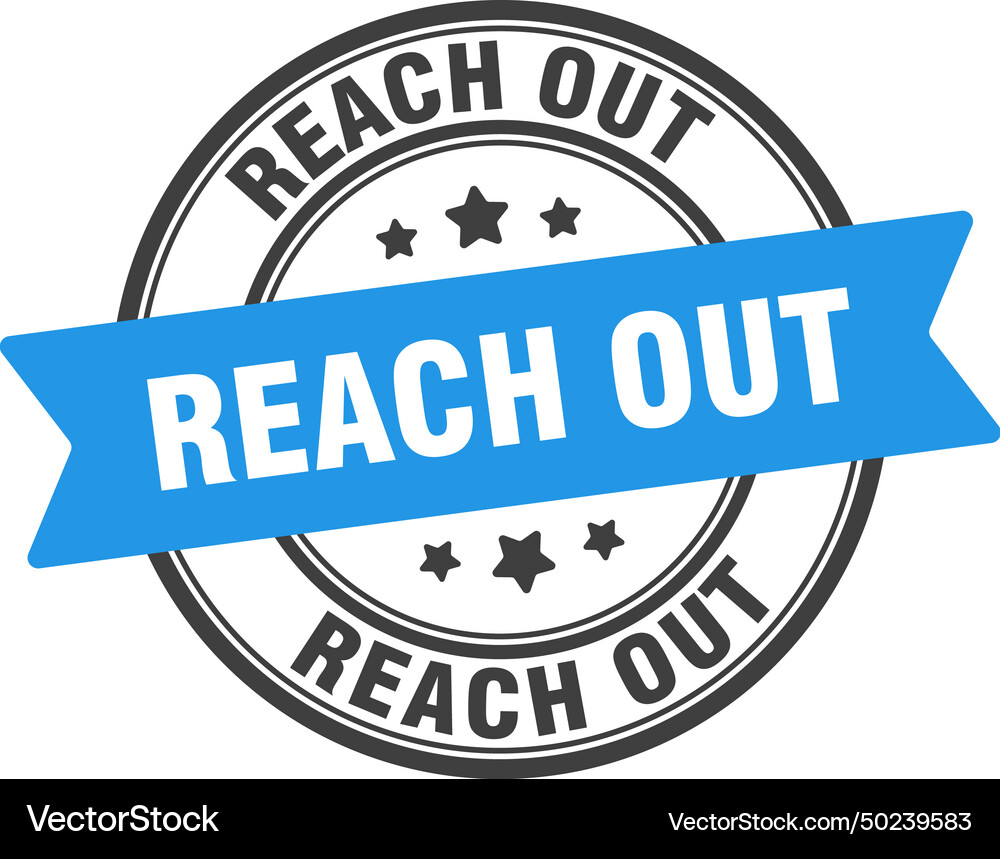 Reach out stamp label on transparent Royalty Free Vector