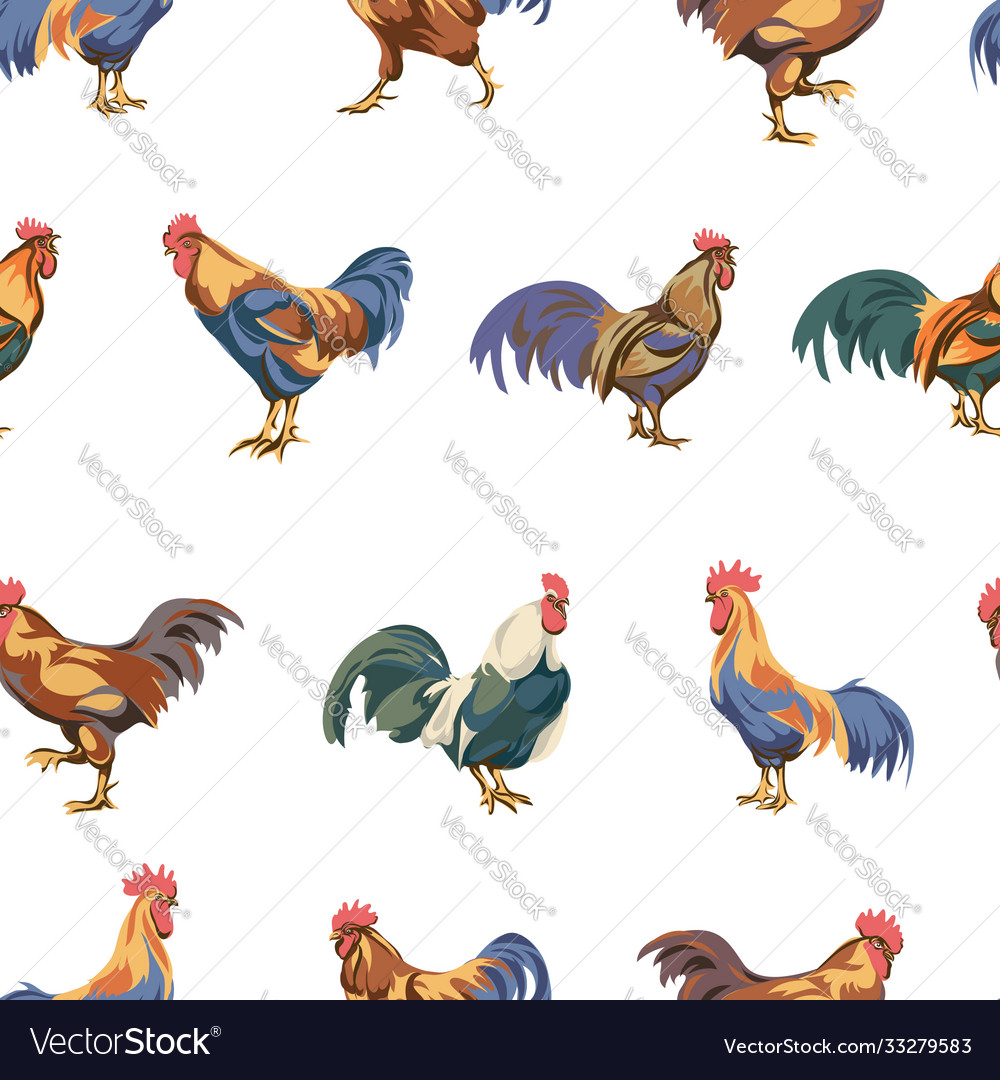 Rooster pattern Royalty Free Vector Image - VectorStock