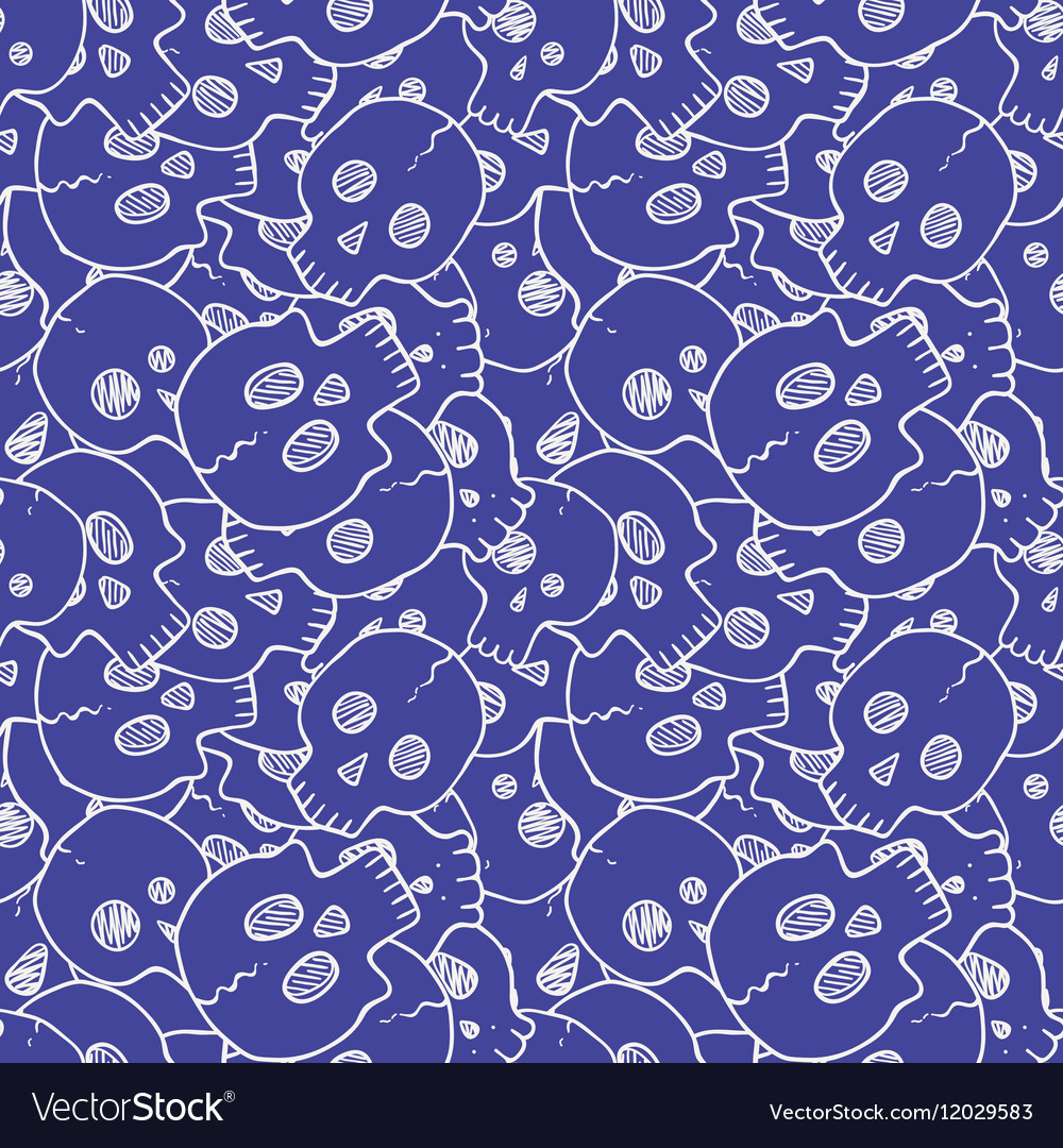 Seamless pattern with random skulls Royalty Free Vector